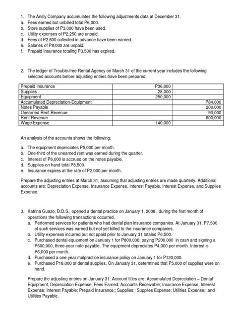 Adjusting Entries Transactions Pdf Debits And Credits Expense