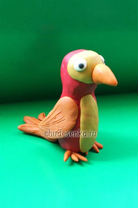 Попугай из пластилина Пластилин Детские поделки Поделки