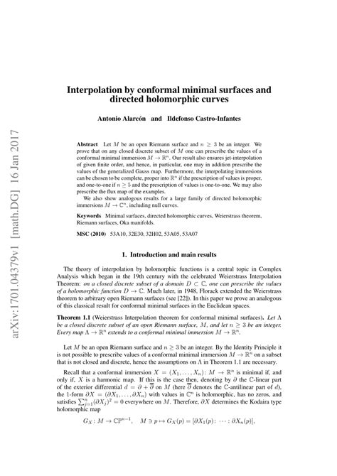Pdf Interpolation By Conformal Minimal Surfaces And Directed Holomorphic Curves