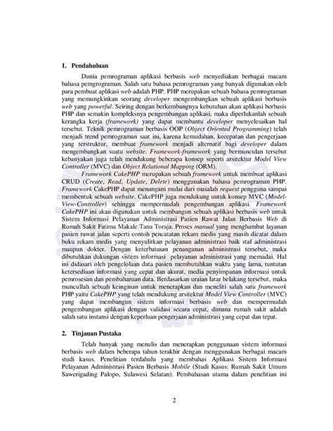 Implementasi Cake Php Pada Sistem Informasi 1 Pendahuluan Dunia