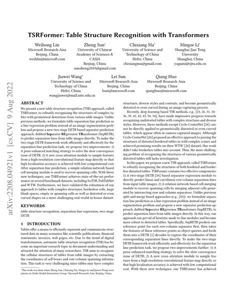 Pdf Tsrformer Table Structure Recognition With Transformers