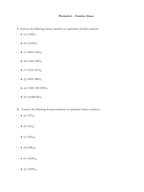 Free Number Bases Worksheet Download Free Number Bases Worksheet Png