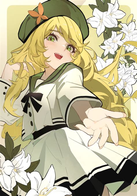 Safebooru 1girl Blonde Hair Bow Butterfly Hair Ornament Celine Fire