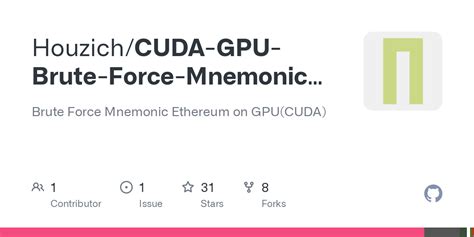 GitHub Houzich CUDA GPU Brute Force Mnemonic Ethereum Brute Force Mnemonic Ethereum On GPU CUDA