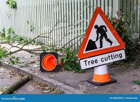 Tree Cutting Sign Horisontal Stock Photo Image Of Horisontal Danger