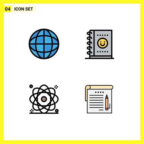 Moderner Satz Von 4 Gefüllten Flachen Farben Piktogramm Der Leistung Molekül Kranzplaner Macht