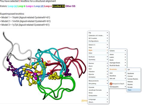 visualization of the structural superimposition of three native