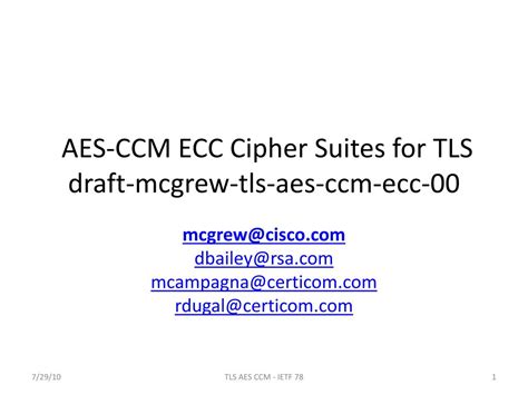 Ppt Aes Ccm Ecc Cipher Suites For Tls Draft Mcgrew Tls Aes Ccm Ecc 00
