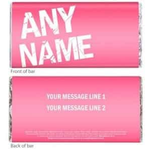 Personalized Chocolate Wrapper Pink Label