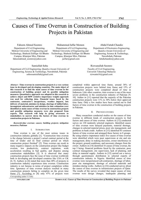 Pdf Causes Of Time Overrun In Construction Of Building Projects In