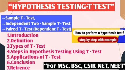 Hypothesis Testing T Test T Test Hypothesis Testing T Test Msc Zoology Youtube