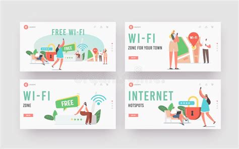 Wifi Wireless Network Landing Page Template Stock Vector Illustration