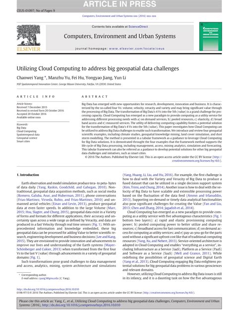 Pdf Utilizing Cloud Computing To Address Big Geospatial Data Challenges