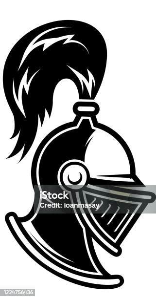 조각 스타일의 기사 헬멧의 일러스트 라벨 엠블럼 기호에 대한 디자인 요소 벡터 일러스트레이션 강철에 대한 스톡 벡터 아트 및 기타 이미지 Istock