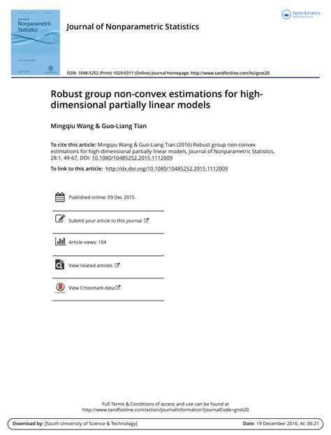 Pdf Robust Group Non Convex Estimations For High Dimensional