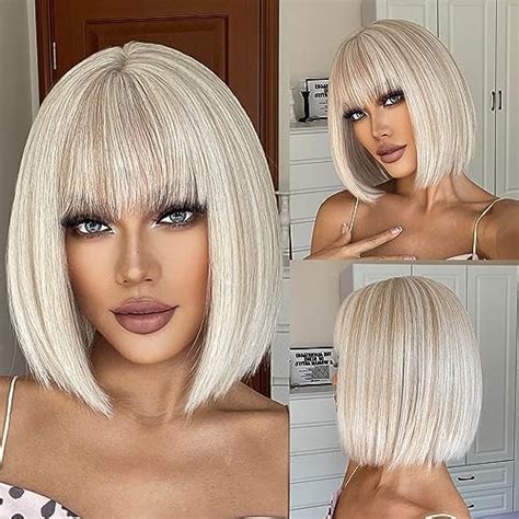 Allbell Bob Wigs For Women Short Black Wigs With Bangs