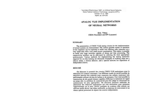 Pdf Analog Vlsi Implementation Of Neural Networks