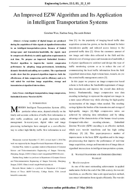 Pdf An Improved Ezw Algorithm And Its Application In Intelligent