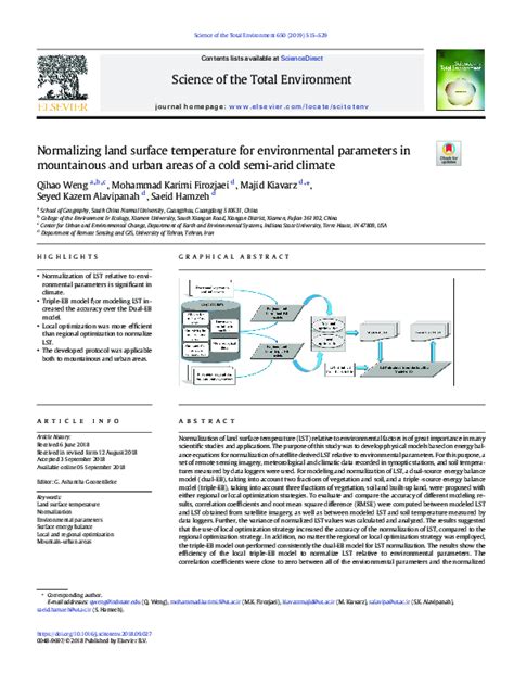 Pdf Normalization Of Land Surface Temperature Models