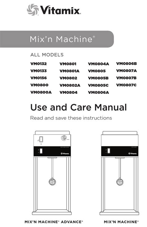 Vitamix Mixn Machine Advance Use And Care Manual Pdf Download Manualslib