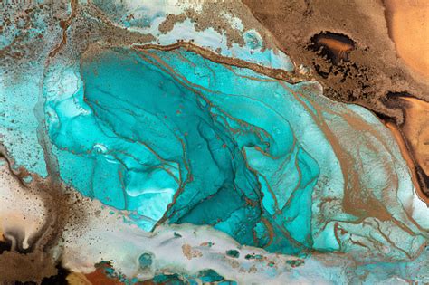 녹색 금색 추상적인 배경은 종이에 대리석 액체 잉크 예술 그림입니다 종이 질감에 원본 작품 수채화 알코올 잉크 페인트의 이미지 갈색에 대한 스톡 사진 및 기타 이미지