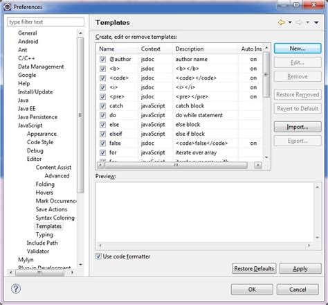 Eclipse Template Variables