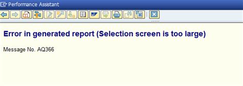 Sap Query ABAP SQ Error In Generated Report Selection Screen Is Too Large Message No