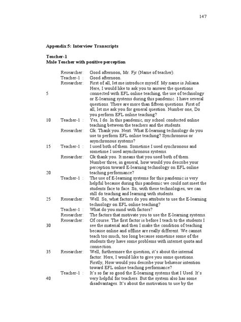 Appendix 5 Interview Transcripts Pdf Educational Technology Teachers