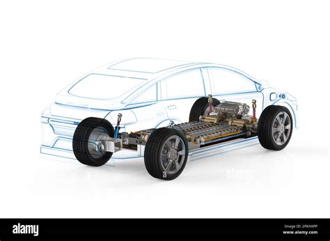 3d Rendering Ev Car Or Electric Vehicle Structure With Pack Of Battery