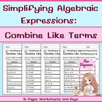 Bundle Simplifying Algebraic Expressions Mega Pack Combine Like Terms