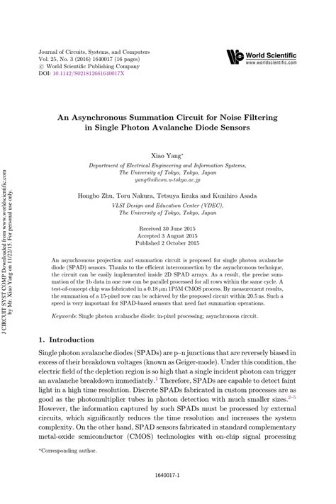 pdf an asynchronous summation circuit for noise filtering in single