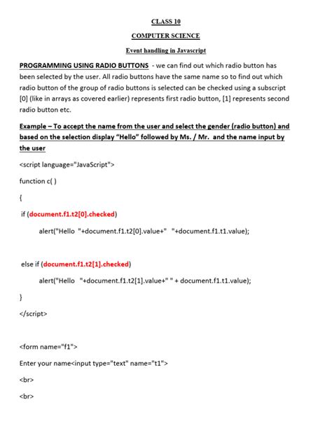 Control Objects Working With Radio Buttons Pdf