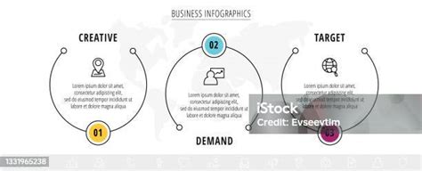 세 줄 원 요소로 최소한의 인포그래픽을 제공합니다 단계 별 타임라인 개념별로 3단계의 벡터 모던 시각화 다이어그램 비즈니스 프리젠 테이션 순서도 레벨 차트용 템플릿 0명에