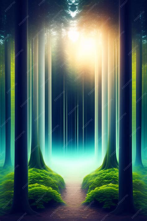 premium ai image thick forest dark green background old trees