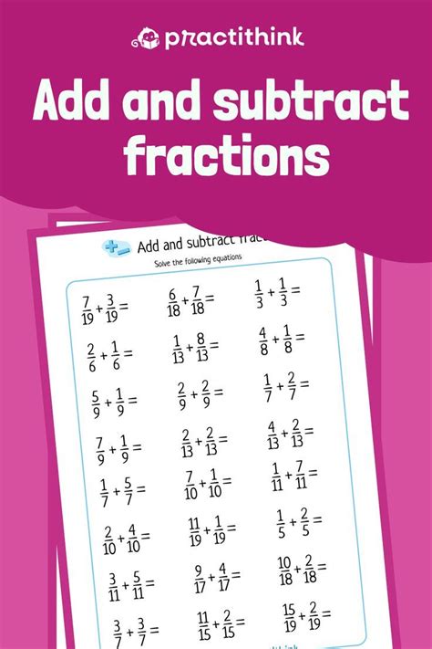 Add And Subtract Fractions Worksheets Master Fraction Calculations