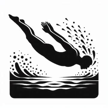 Premium Vector A Vector Silhouette Of A Swimmer Diving Into The Water