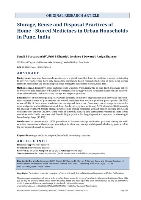 Pdf Storage Reuse And Disposal Practices Of Home Stored Medicines