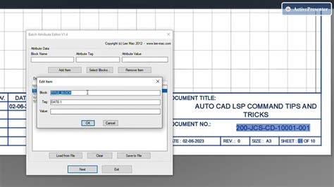 How To Use A Batte Lisp File To Update Multiple Drawing Attributes In
