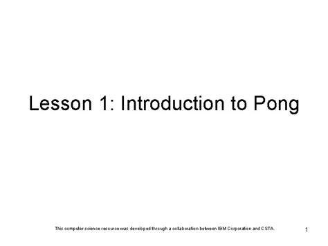 Lesson 1 Introduction To Pong This Computer Science
