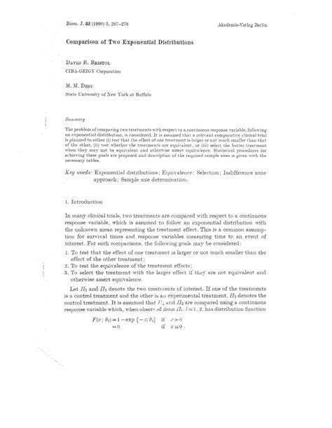Pdf Comparison Of Two Exponential Distributions
