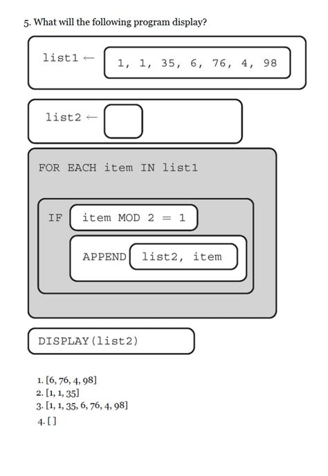 Solved 5 What Will The Following Program Display Listi 1