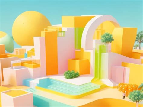Premium Ai Image Abstract 3d Landscape Minimal Data Building
