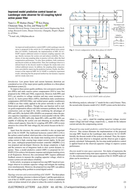 Pdf Improved Model Predictive Control Based On Luenberger State Observer For Lc‐coupling