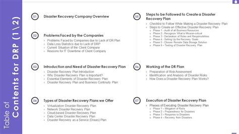 Table Of Contents For Drp Ppt Powerpoint Presentation File Show Ppt Example
