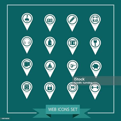 set of map pointer icons for website and communication stock