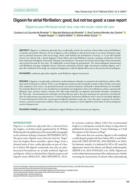 PDF Digoxin For Atrial Fibrillation Good But Not Too Good A Case Report Digoxina Para