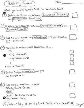 Probability Study Guide By Real Life Applications For Pre Algebra