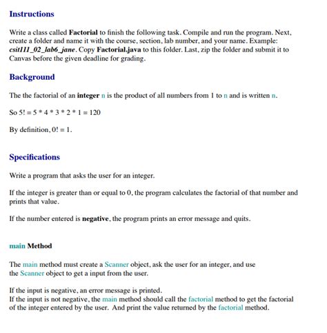Solved Instructions Write A Class Called Factorial To Finish