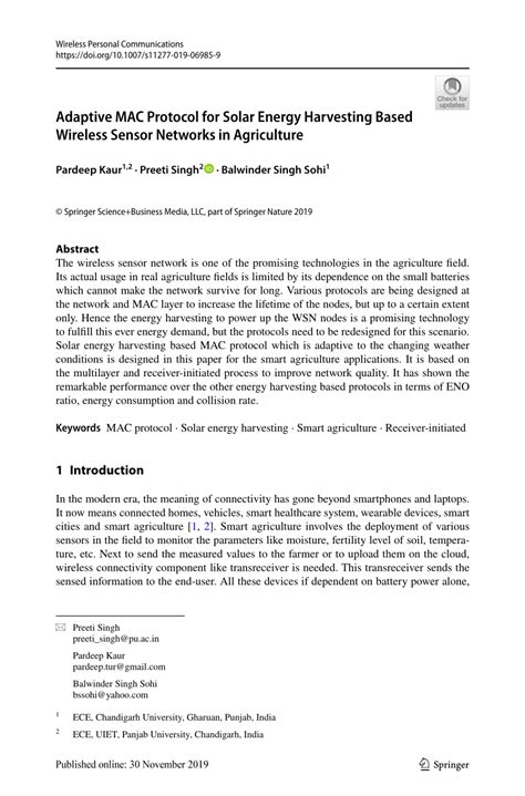 Pdf Adaptive Mac Protocol For Solar Energy Harvesting Based Wireless
