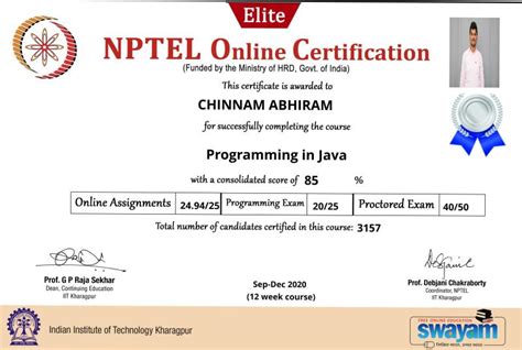 Abhiram Chinnam On Linkedin Programming Java Nptel